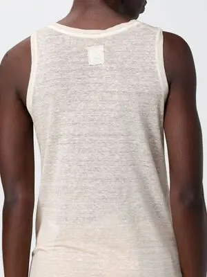 120% Lino Sleeveless U-neck Top - Ecru