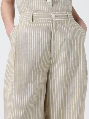 120% Lino Striped Wide-leg Linen Trousers - Rope