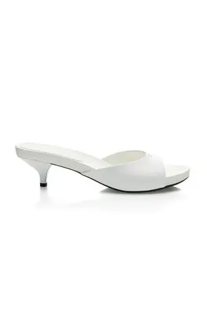 Prada Mid Heel Leather Sandals - White