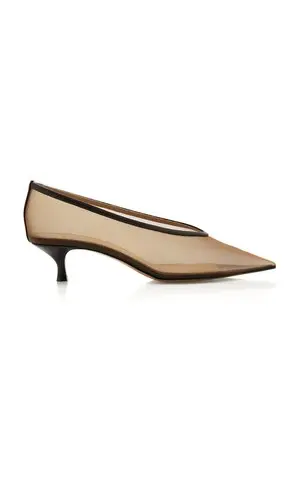 Le Monde Beryl Mesh Kitten Heel Pumps - Brown