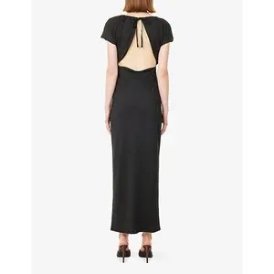 4TH & RECKLESS Violet Open-back Satin Maxi Dress
