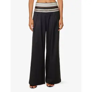 ABADIA Sadu Bead-embellished Wool-blend Trousers
