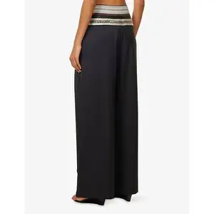 ABADIA Sadu Bead-embellished Wool-blend Trousers