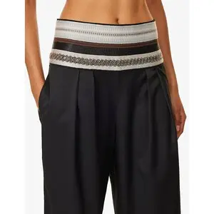 ABADIA Sadu Bead-embellished Wool-blend Trousers