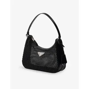 Prada Re-edition 2005 Mesh And Brushed Leather Top-handle Bag