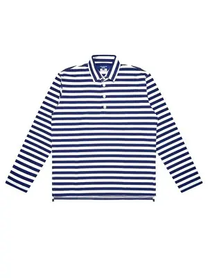 JUNYA WATANABE COMME DG Striped Long-sleeved Cotton Polo Shirt