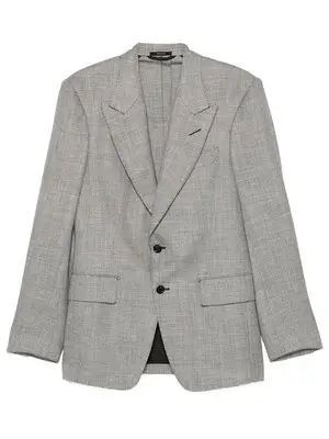 TOM FORD Herringbone-pattern Wool Blend Blazer - Black