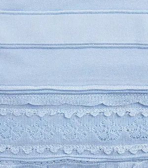 Sandro Pointelle Lace Trim Cropped Tank Top - Blue