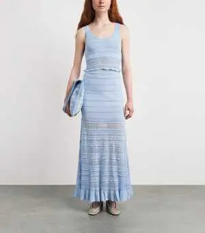 Sandro Pointelle Maxi Skirt - Blue