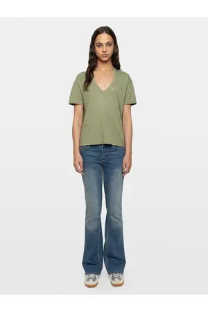 Zadig&Voltaire Marta V-neck T-shirt With Rhinestone Embellishments - Brown
