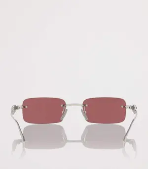 Gucci Metal Rectangular Sunglasses - Silver