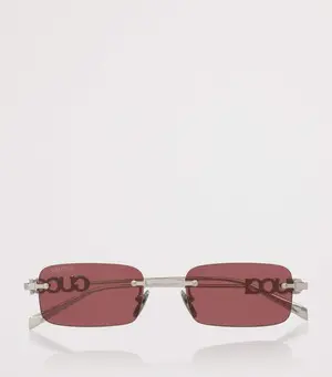 Gucci Metal Rectangular Sunglasses - Silver