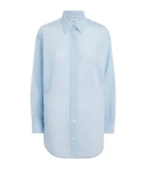 AGOLDE Sona Striped Cotton-blend Shirt - Blue
