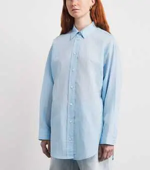 AGOLDE Sona Striped Cotton-blend Shirt - Blue