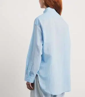 AGOLDE Sona Striped Cotton-blend Shirt - Blue
