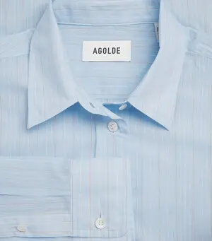 AGOLDE Sona Striped Cotton-blend Shirt - Blue