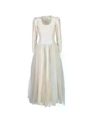 Vintage Tulle Overlay Dress With Floral Appliqu
