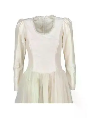 Vintage Tulle Overlay Dress With Floral Appliqu