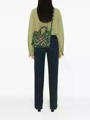 Burberry Check Pattern Knit Tote Bag - Green