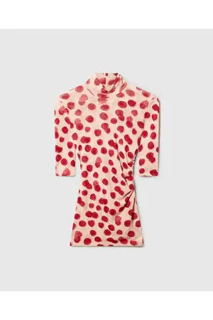 Stella McCartney Raspberry Print High-neck Mesh Top - Red