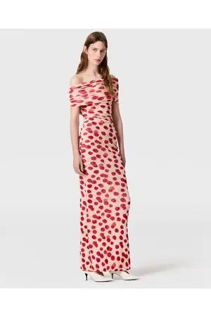 Stella McCartney Raspberry Print Mesh Maxi Dress