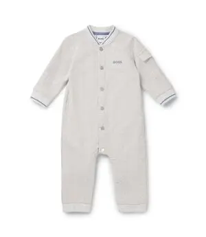 BOSS Baby Stretch-cotton All-in-one With Herringbone Print