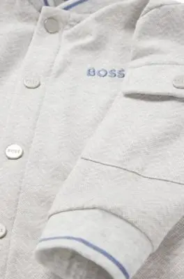 BOSS Baby Stretch-cotton All-in-one With Herringbone Print