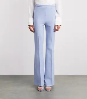 Safiyaa Alexa Flared Crepe Trousers - Blue