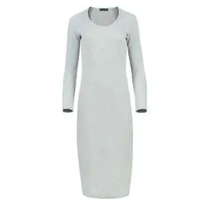 CONQUISTA Ribbed Cotton-elastane Long Sleeve Midi Dress - Grey