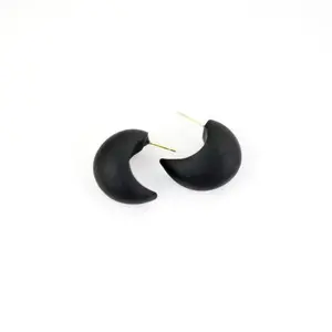 BY CHAVELLI Chubby Huggie Hoop Earrings - Black