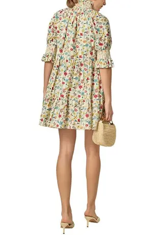 English Factory Floral Smocked Puff Sleeve Minidress