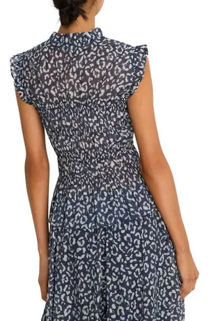 NIC+ZOE Leopard Print Smocked Peplum Top