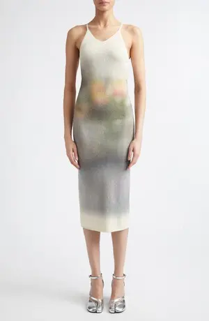 MAISON MARGIELA Floral Print Ribbed Sweater Dress