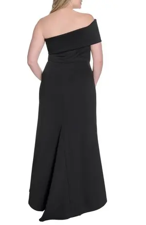 Eliza J One-shoulder Ruched Gown - Black