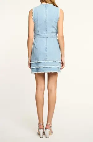 Cinq À Sept Mindie Frayed Tie-waist Denim Mini Dress