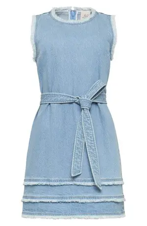 Cinq À Sept Mindie Frayed Tie-waist Denim Mini Dress