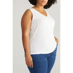 Universal Standard Double V Stretch Cotton Tank - White