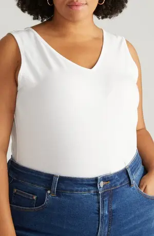 Universal Standard Double V Stretch Cotton Tank - White
