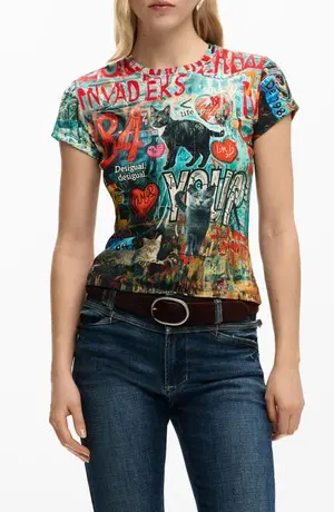 Desigual Graphic Motif T-shirt - Blue