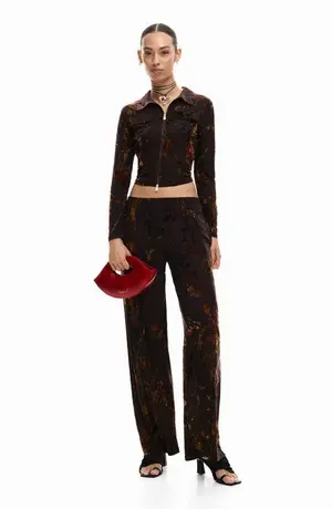 Desigual Burnout Floral Straight Leg Pants
