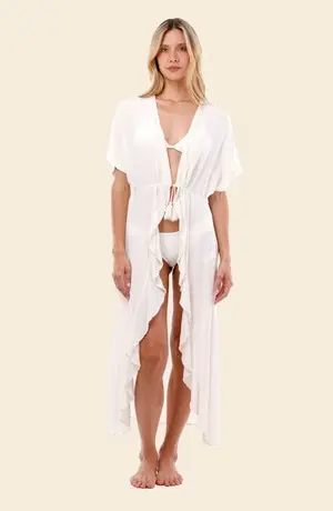 MALAI Bloom Sheer Tie Front Cover-up