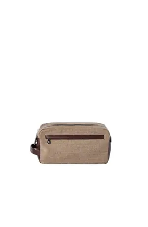 Brunello Cucinelli Canvas And Burnished Calfskin Beauty Case - Leather