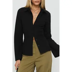 Princess Polly Eryx Tie Back Cotton Button-up Shirt