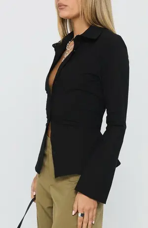 Princess Polly Eryx Tie Back Cotton Button-up Shirt