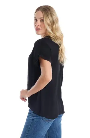 Wilt Deep V-neck Ruched Sleeve Tee