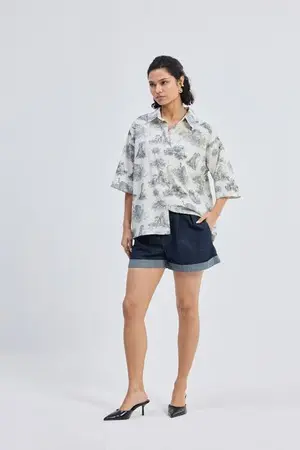 REISTOR Oversized High-low Animal Print Shirt