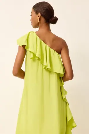 MARIE OLIVER Mora One-shoulder Ruffled Midi Dress