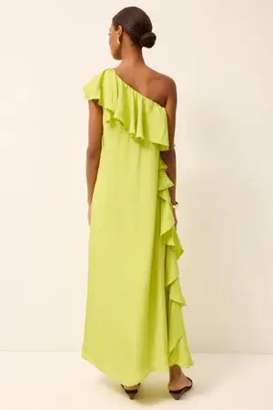 MARIE OLIVER Mora One-shoulder Ruffled Midi Dress