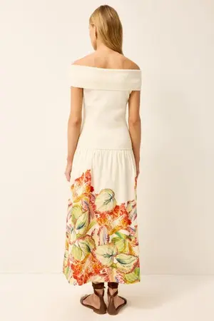 MARIE OLIVER Daniella Off-the-shoulder Mixed Media Maxi Dress With Floral Print