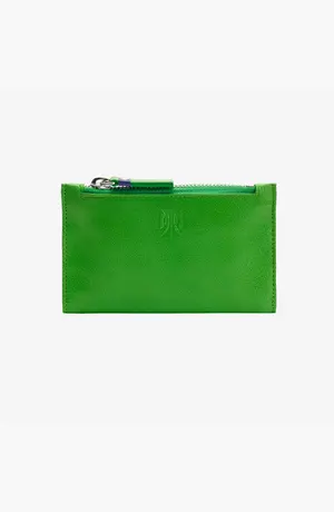 TUSK Siam Slim Card Case With Zip Coin Pocket - Grass/indigo